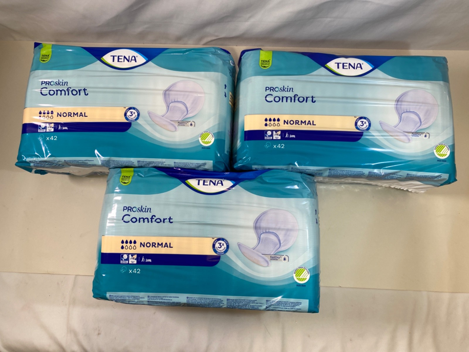 3x TENA ProSkin Comfort Normal - Pack of 42 - Large Incontinence Pads ...