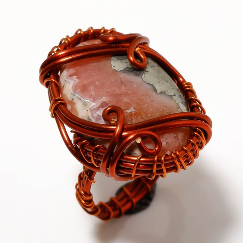 Bague bijoux en cuivre enveloppant fil cadeau fait main pierre précieuse rhod... | eBay