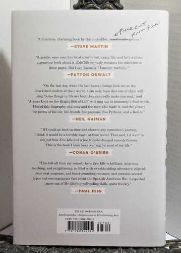 ERIC IDLE Monty Python Actor Memoir FIRST Ed Reviews by Neil Gaiman ...