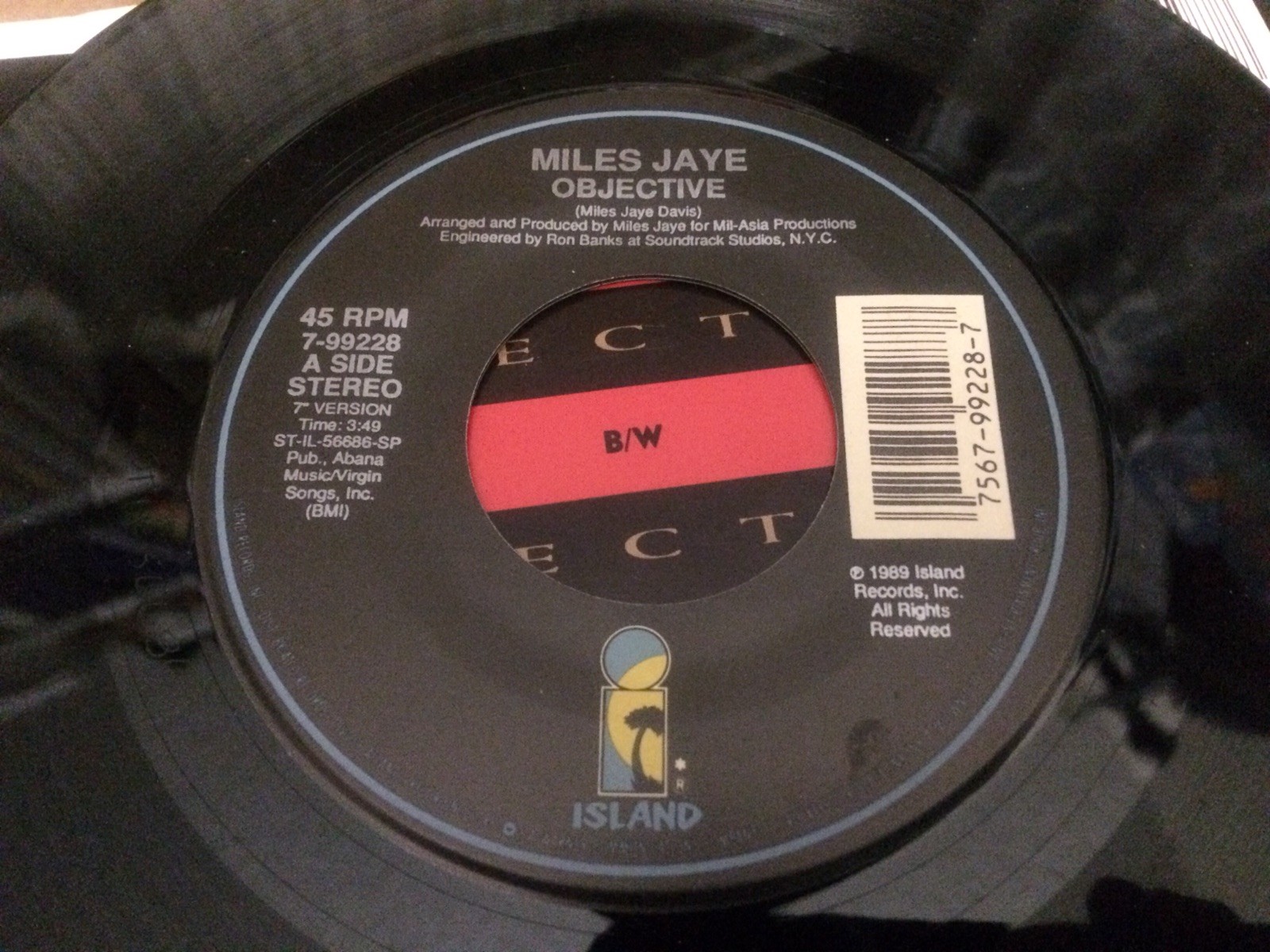 MILES JAYE OBJECTIVE PIC SLEEVE 45 RPM VINYL 7" C3 | eBay