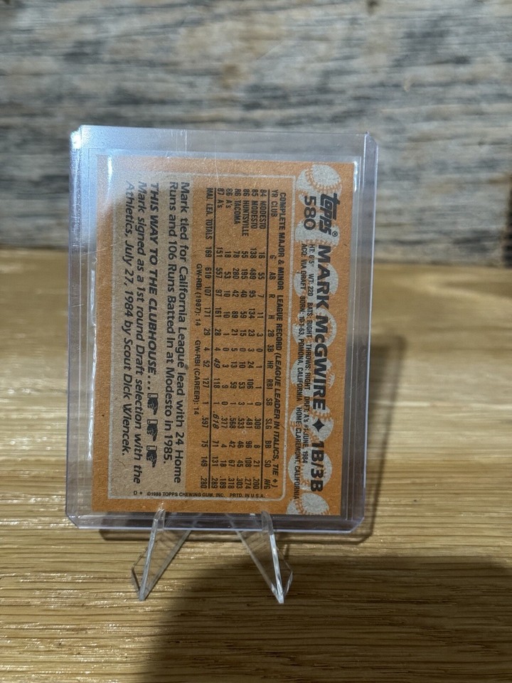 1988 Topps All-Star Rookie ***Multiple ERROR***#580 Mark McGwire ERROR ...
