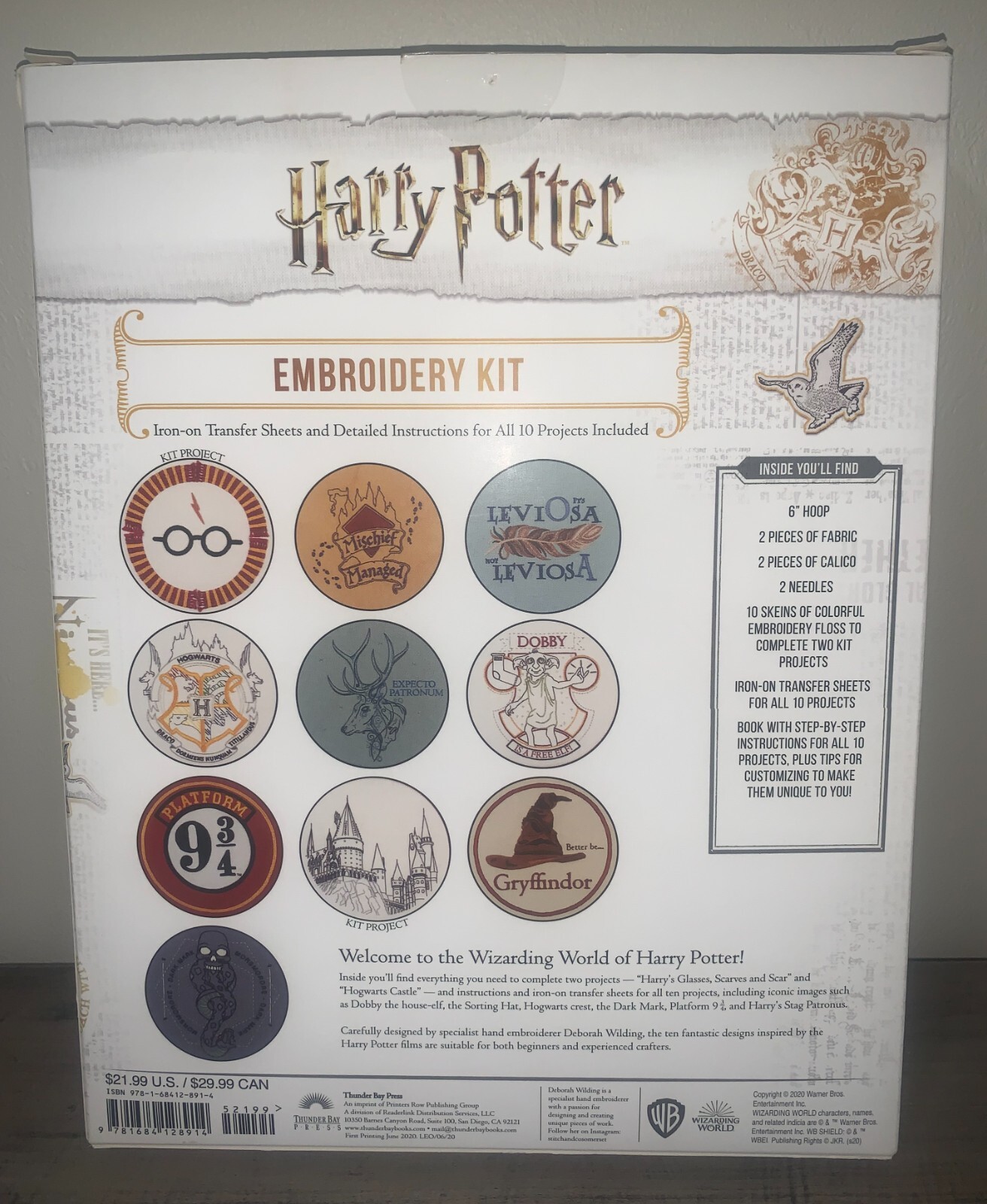 Harry Potter Embroidery Craft Kit by Deborah Wilding 2020 10 Projects ...