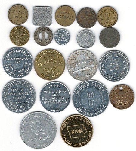 Mixed Job Lot Of 20 Different Merchant Good For And More Trade Tokens ...