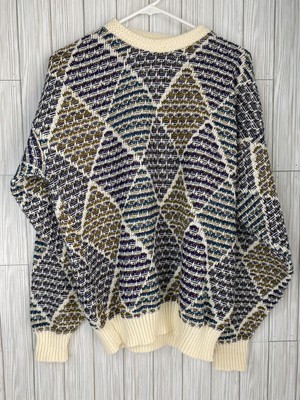 Vintage Geometric Color Block 90s Sweater Grandpa 80s Robert Bruce Made ...