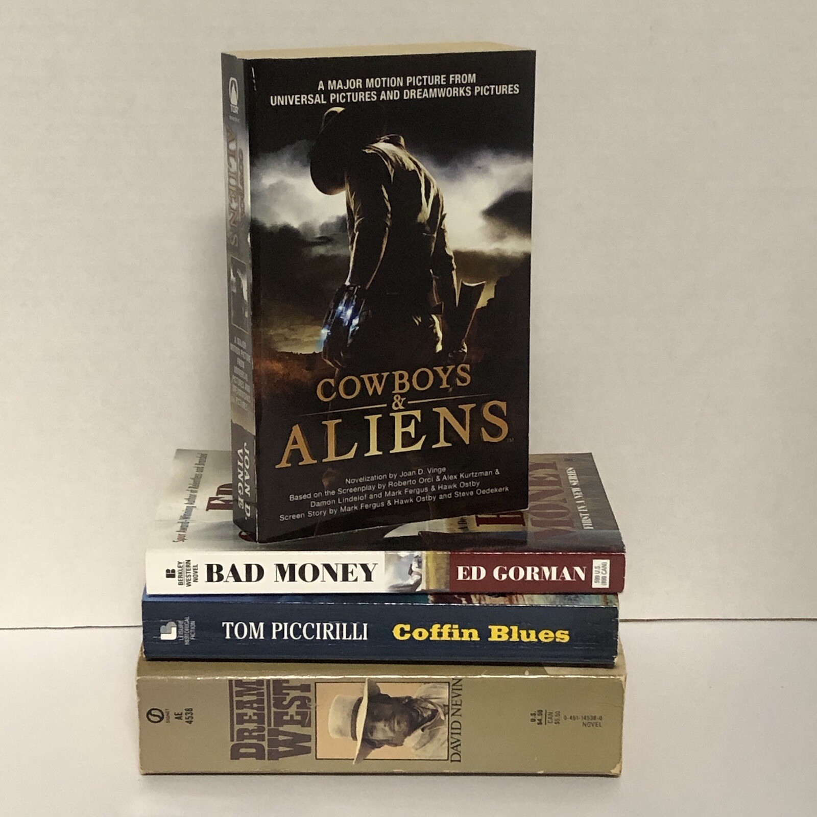 Western PB Book Lot of 4 Cowboys & Aliens by Joan Vinge, Bad Money by ...