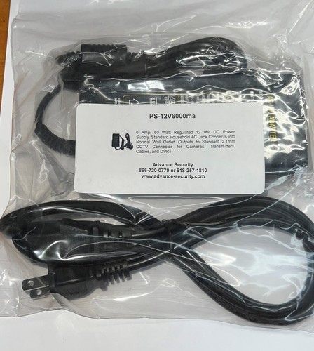 12 Volts DC 6 amp power supply center positive, 100-240 VAC input 12 ...