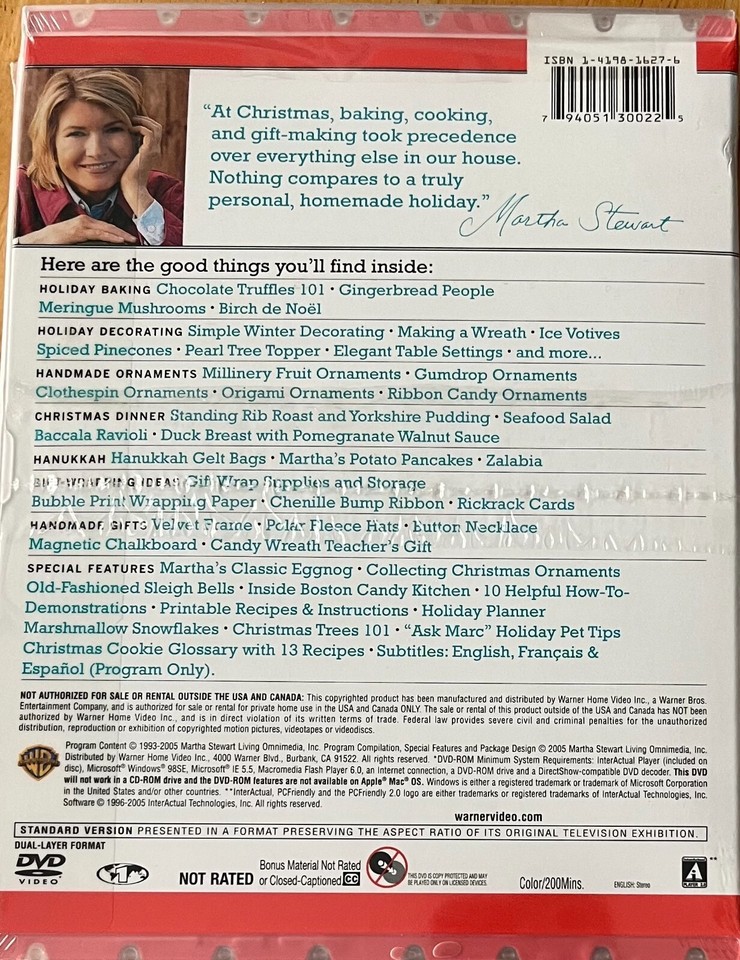 Martha Stewart - Martha's Homemade Holidays - DVD (New/Unopened ...