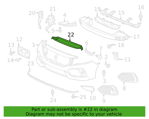 Honda 71203-TGG-A00 Lower Front Bumper Induction Plate for 2017-2020 ...