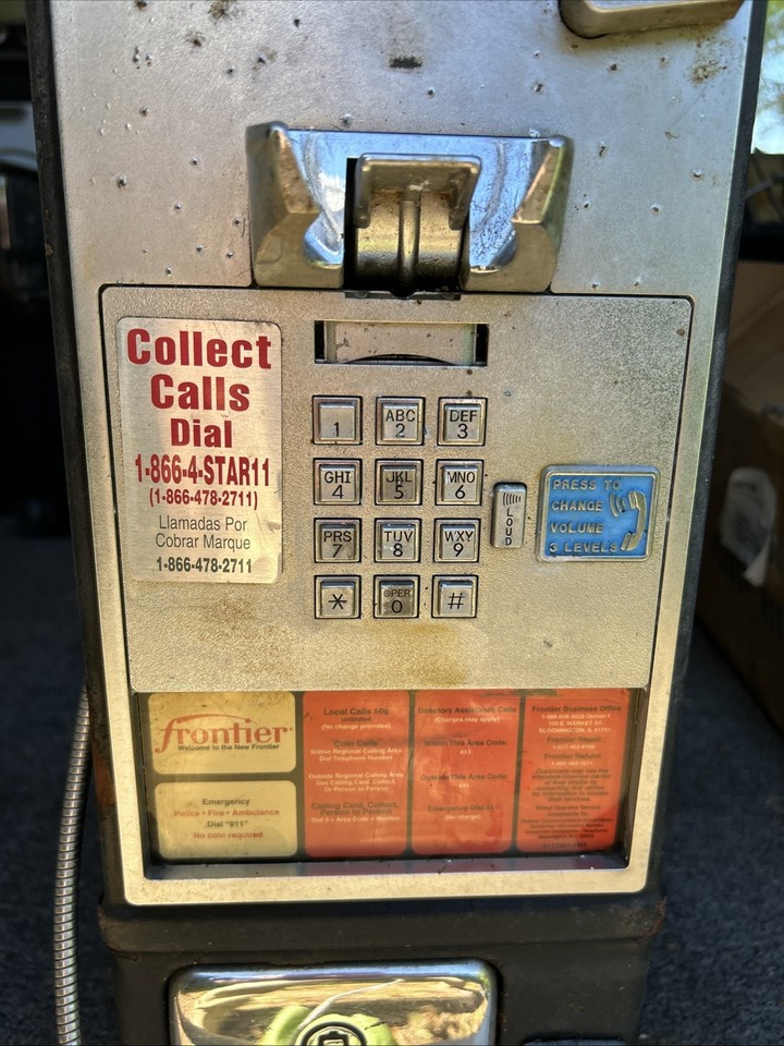 Vintage Black Phone Booth Payphone Push Button Telephone GTE Frontier ...