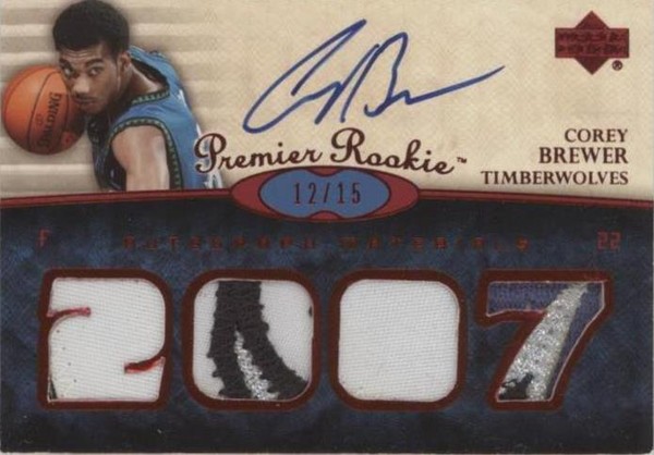 2007-08 UD Premier - Premier Rookie Autograph Materials Red #105 Corey ...