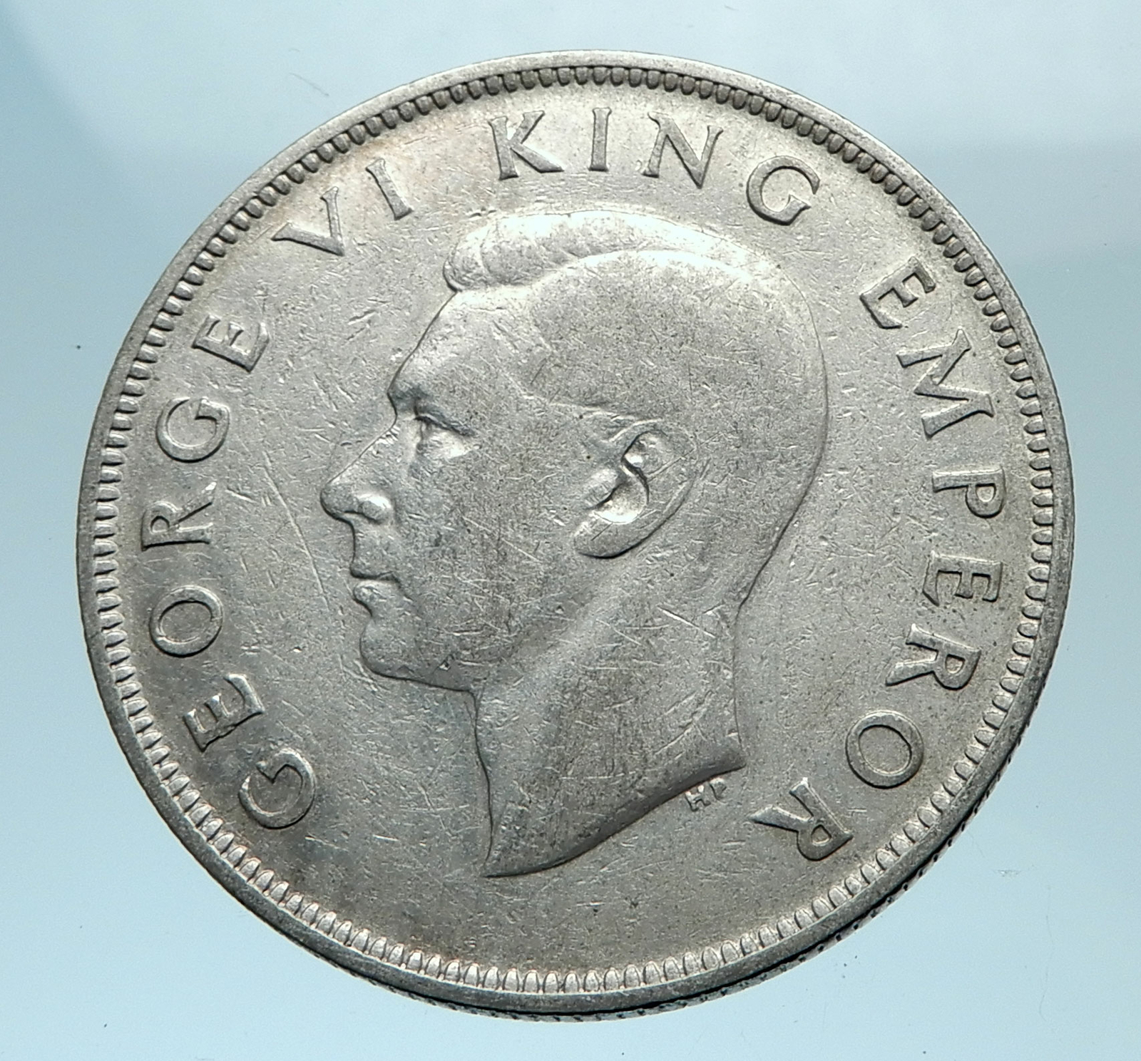 1942 NEW ZEALAND under UK King George VI Silver 1/2 Crown Coin Shield ...