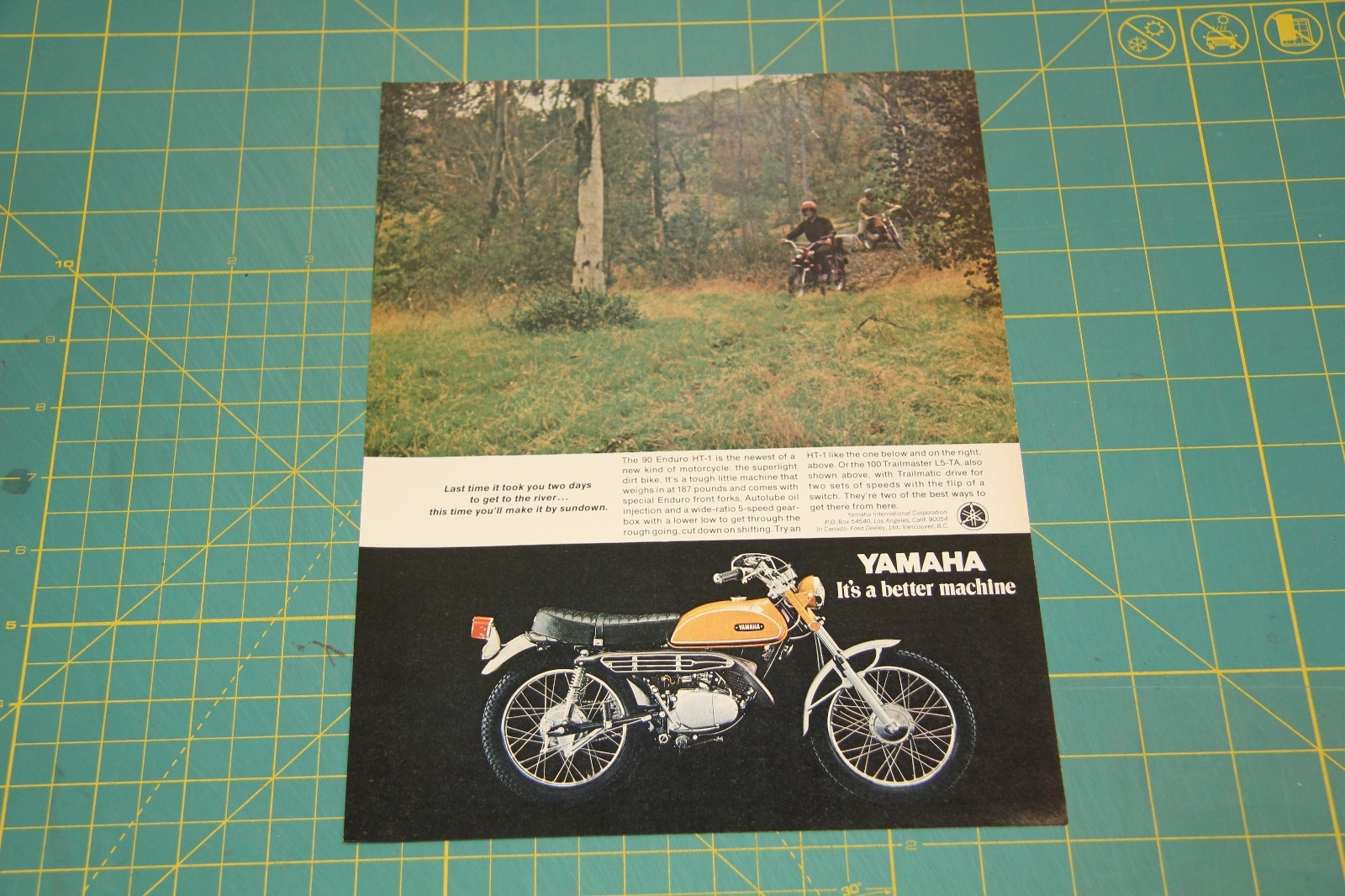 1970 70 Yamaha 90 Enduro HT1-B Motorcycle Magazine Ad 100 Trailmaster ...