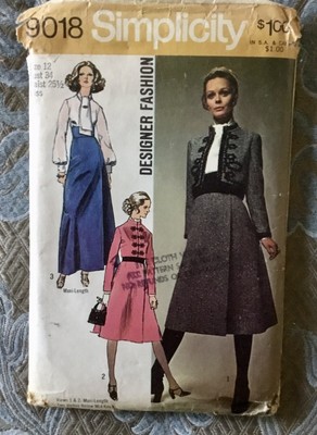 VTG Simplicity #9018 Pattern - 1970 Designer Wrap Skirt Jacket Blouse ...