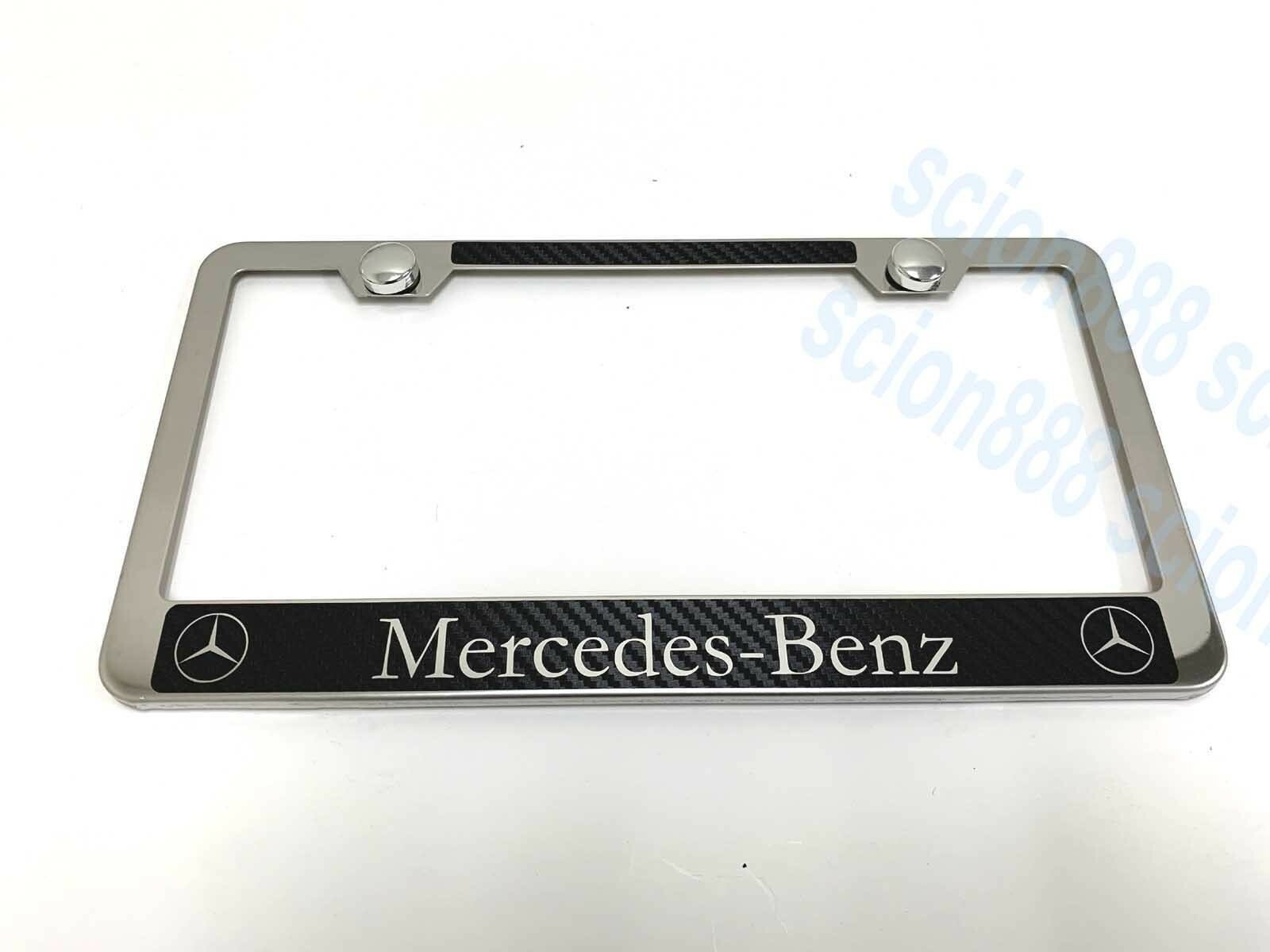 1pc Carbon Style ForMB HALO Stainless Steel Chrome License Plate Frame ...
