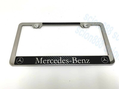 1pc Carbon Style ForMB HALO Stainless Steel Chrome License Plate Frame ...