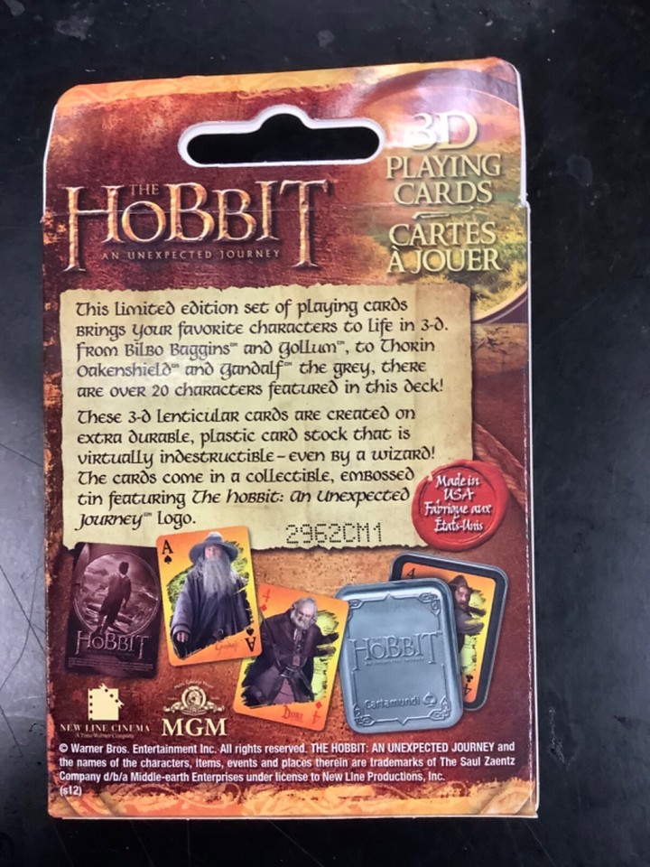 The Hobbit 3D Lenticular Playing Cards Deck in Collectible Tin New ...