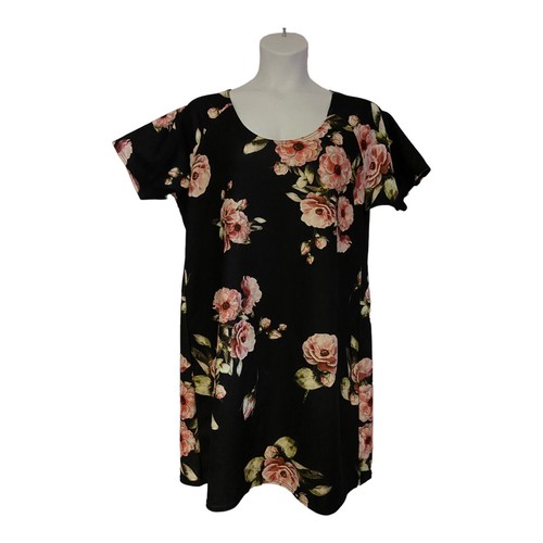 Black Pink Floral Shift plus 18 Boohoo Career Casual Short Sleeve ...