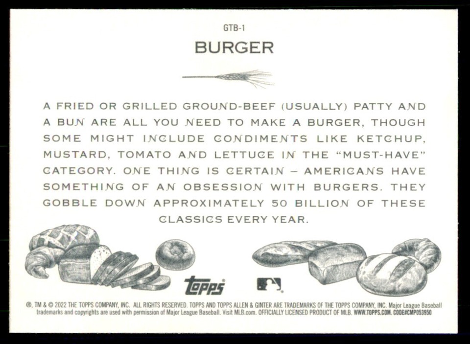 Burger 2022 Topps Allen & Ginter Get That Bread Get That Bread Insert ...