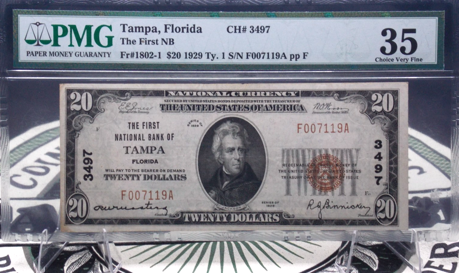 1929 $20 FRN National Currency *TAMPA* FL Ch#3497 PMG VF35 Choice Very ...