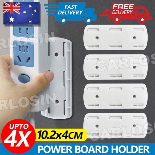 4X Socket Holder Plug Fixer Sticker Punch-free Power Strip Holders Wall ...
