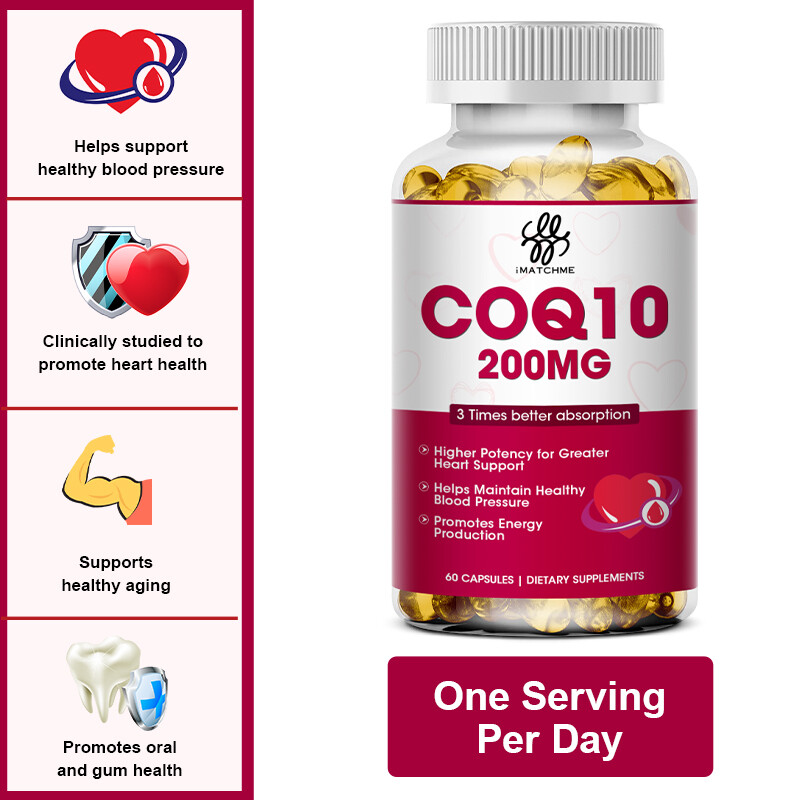 CoQ10 Coenzyme Q-10 Coenzyme 200mg Capsules BIOPERINE Antioxidant Heart ...