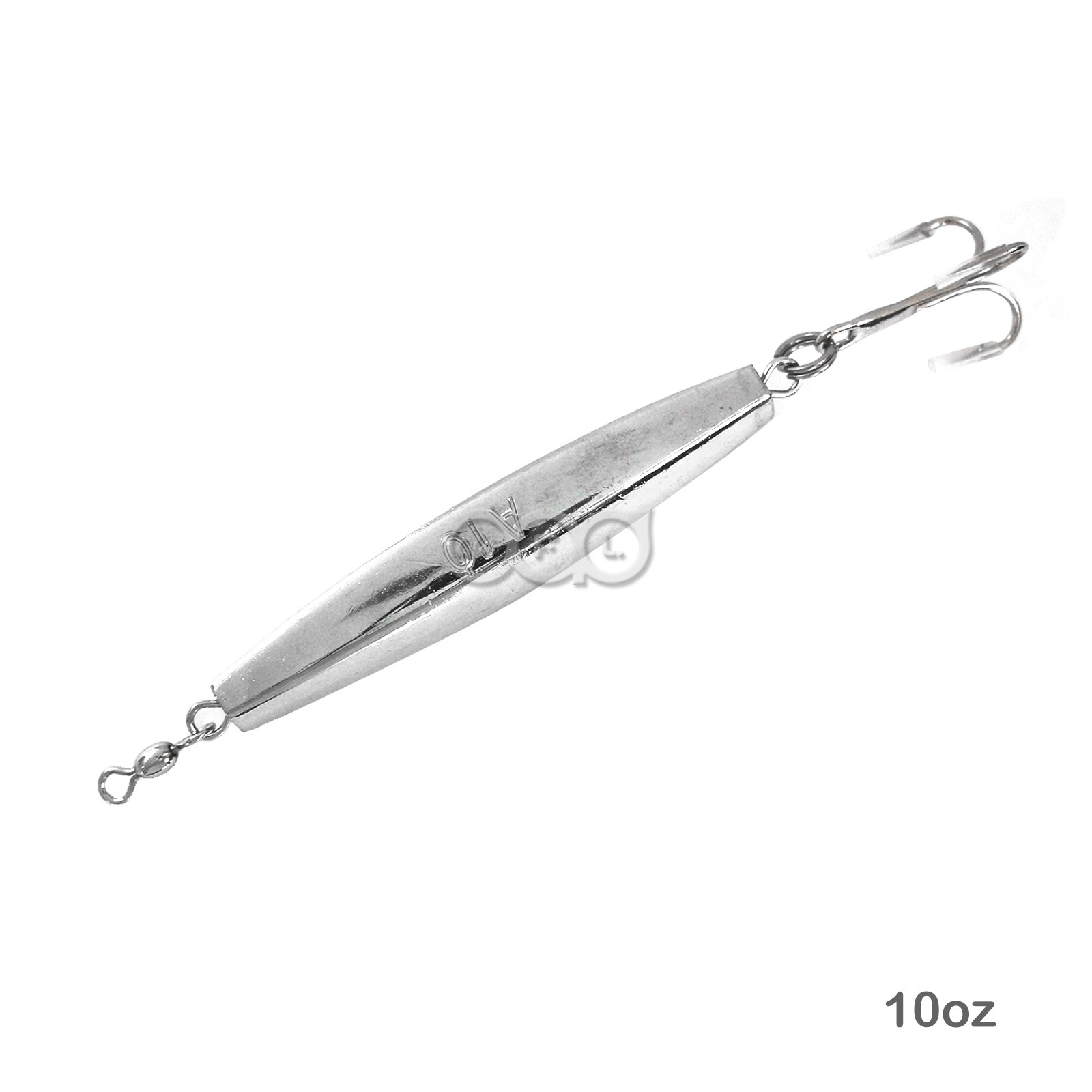 10pcs 10oz Fishing Diamond Jig Chrome Silver w/ a treble hook Jigging ...