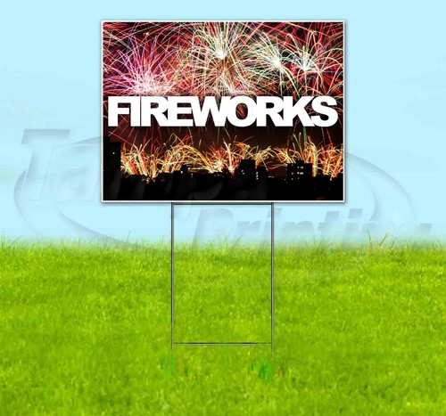 FIREWORKS 18x24 Yard Sign Corrugated Plastic Bandit Lawn USA | eBay