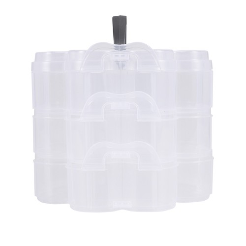 3-Tier Clear Plastic Stackable Organiser Storage Hobby Craft Box ...