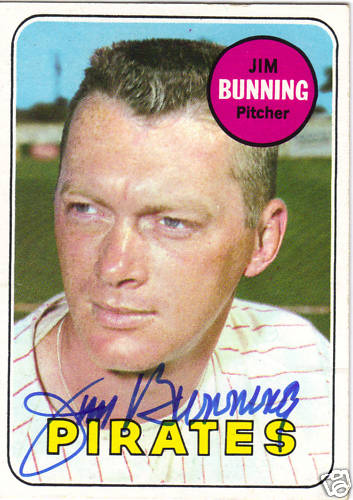 1969 Topps #175 JIM BUNNING Autograph Signed Auto Card HOF Philadelphia ...
