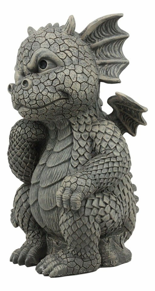 The Thinker Whimsical Garden Dragon Statue 10"H Cute Baby Dragon ...