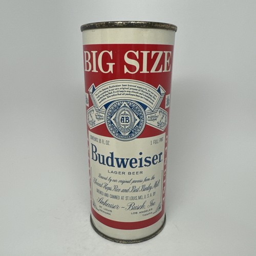 Budweiser Lager Beer - BIG SIZE - 16 Ounce Flat Top Can. St. Louis ...