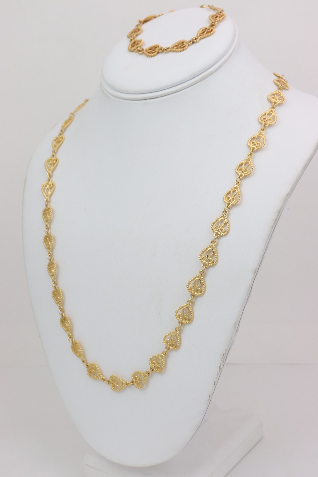 VTG Avon SP Gold Tone Filigree Chain Victorian Link Necklace Bracelet ...