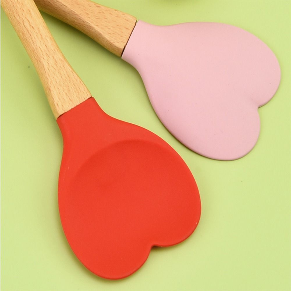3 Pcs Silicone Heart Shaped Spatula 3 Colours Cooking Spoons Kitchen | eBay