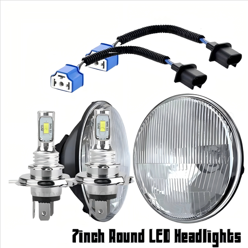 7 Inch LED Glass Headlight Round, ORIGINAL CLASSIC LOOK conversion ...