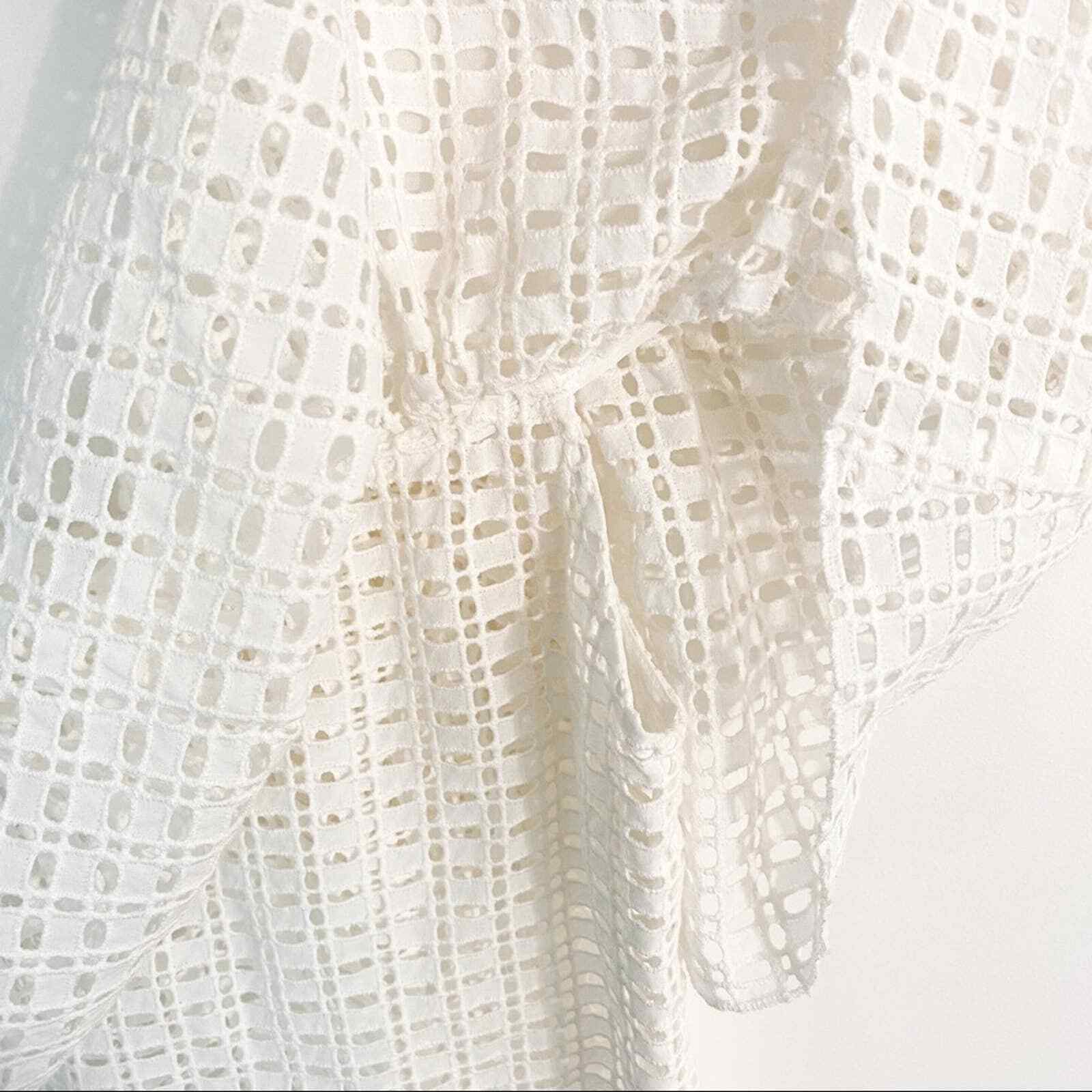 Abbey Glass Luxury Eyelet Mesh Top Floating Ruffle Il… - Gem