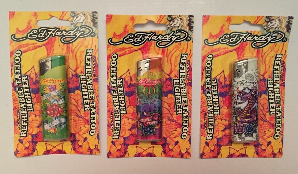 3 Lighter SEALED ED HARDY REFILLABLE TATTOO LIGHTER -any 3 Random | eBay