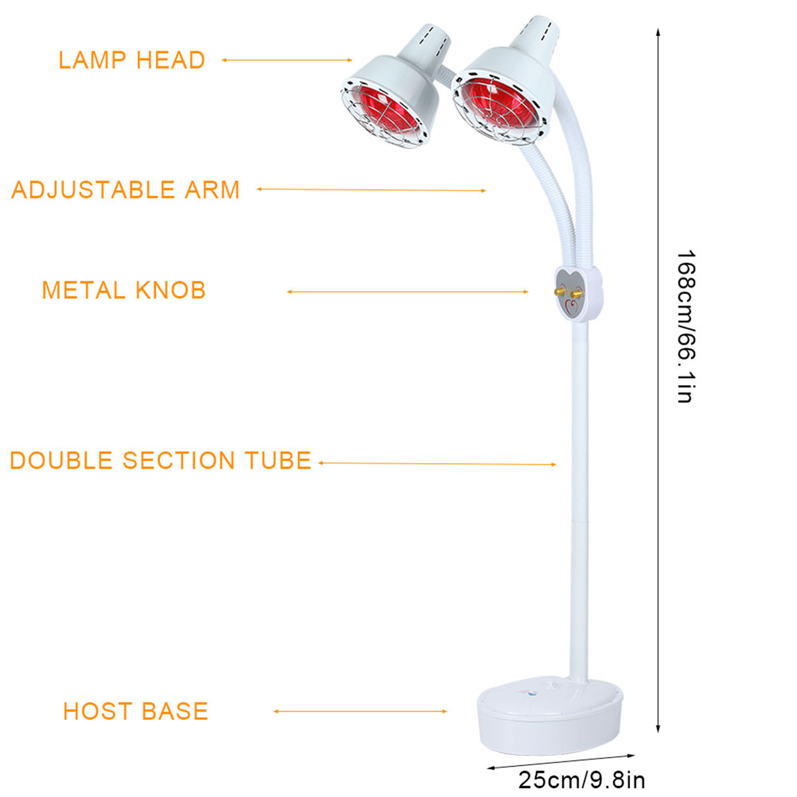 275W Double Head Infrared Light Heating Therapy Lamp Beauty Treatment ...
