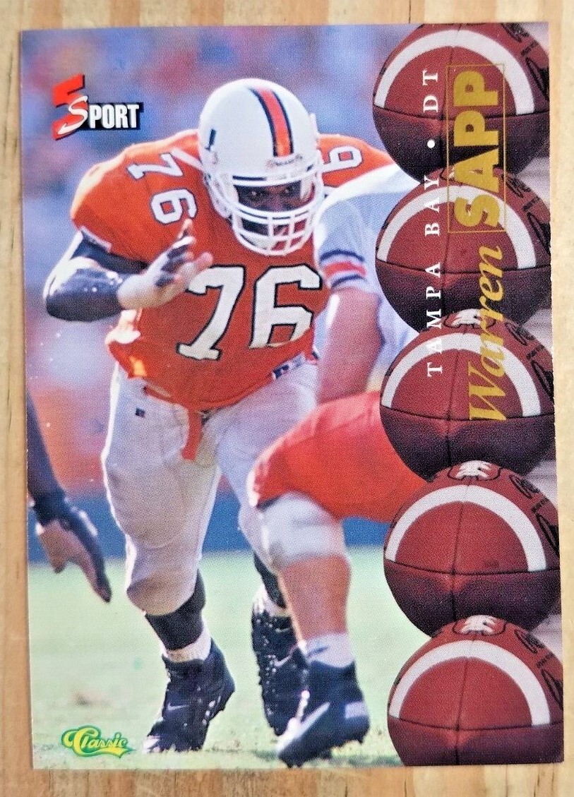 1995 CLASSIC WARREN SAPP 5-SPORT ROOKIE CARD#54 NM-MT BUCCANEERS MIAMI ...