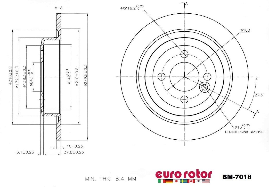 Disc Brake Rotor-FWD Eurorotor BM-7018 for sale online | eBay