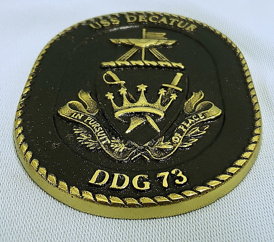 SOLID BRASS US NAVY USS DECATUR DDG-73 SHIPS CREST INSIGNIA PLAQUE | eBay