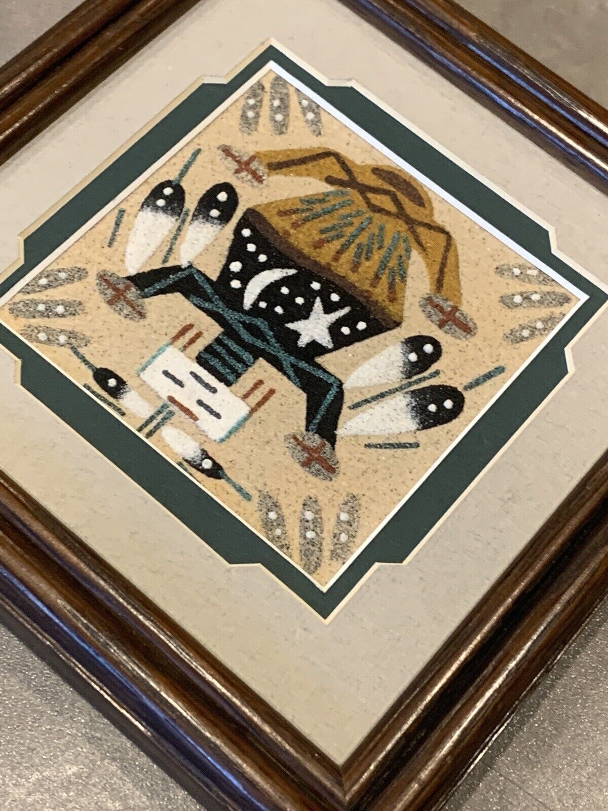 Southwestern Navajo Sandra Thomas Sandpainting Framed Matted 7x7" | eBay