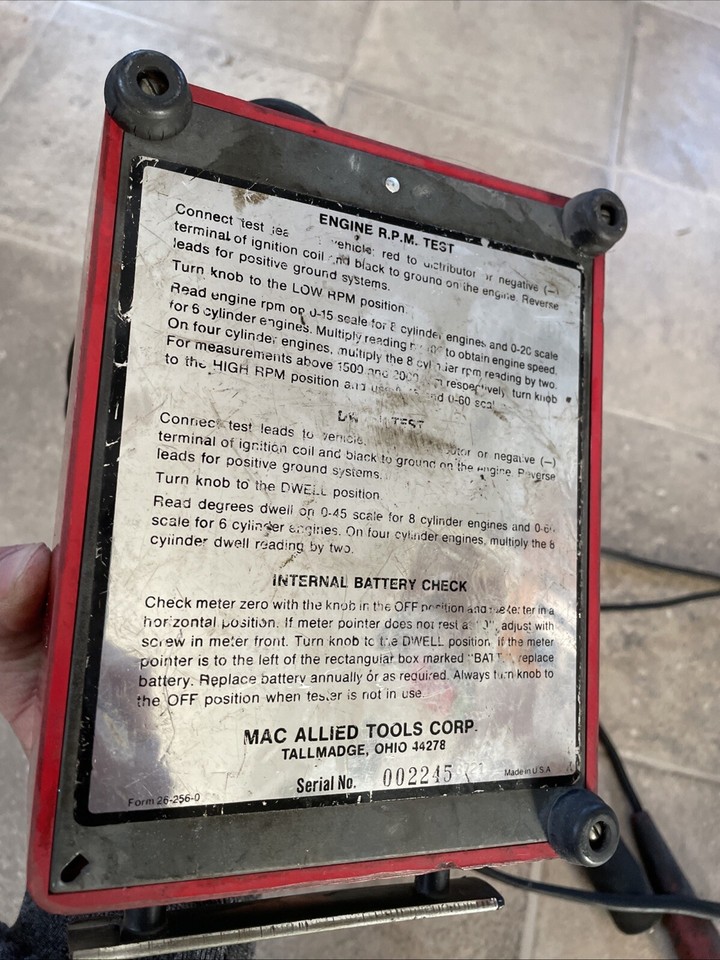 MAC Tools ET-370Tach Dwell Meter RPM Engine Test Electrical Unit ...