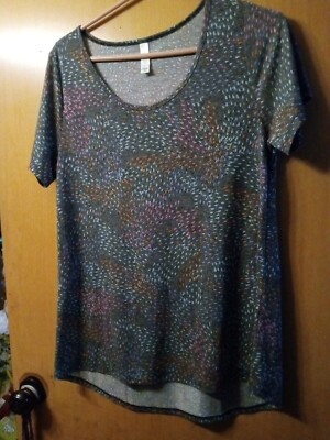 LULAROE WOMEN'S BLOUSE ~ SIZE MEDIUM GRAY WITH RAINBOW GEOMETRIC ...
