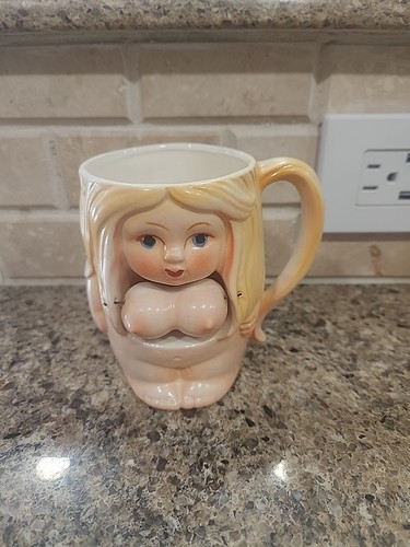 Vintage 70s Risque Lady Bouncing Boob Ceramic Cup Mug Spencer Gifts Japan | eBay