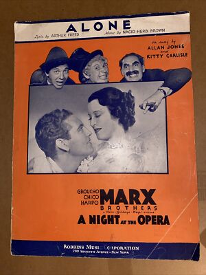 Jones, Allan & Kitty Carlisle Alone Vintage SHEET MUSIC A Night At The ...