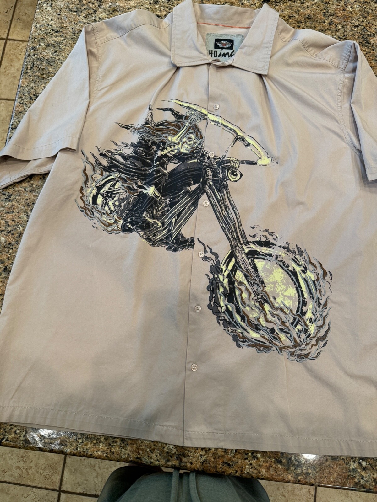 Harley Davidson Ink "Grim Reaper" Khaki 100% Cotton B… - Gem