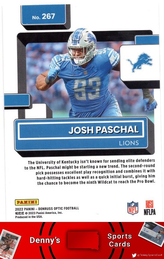 2022 Donruss Optic #267 Josh Paschal Detroit Lions Football Card | eBay