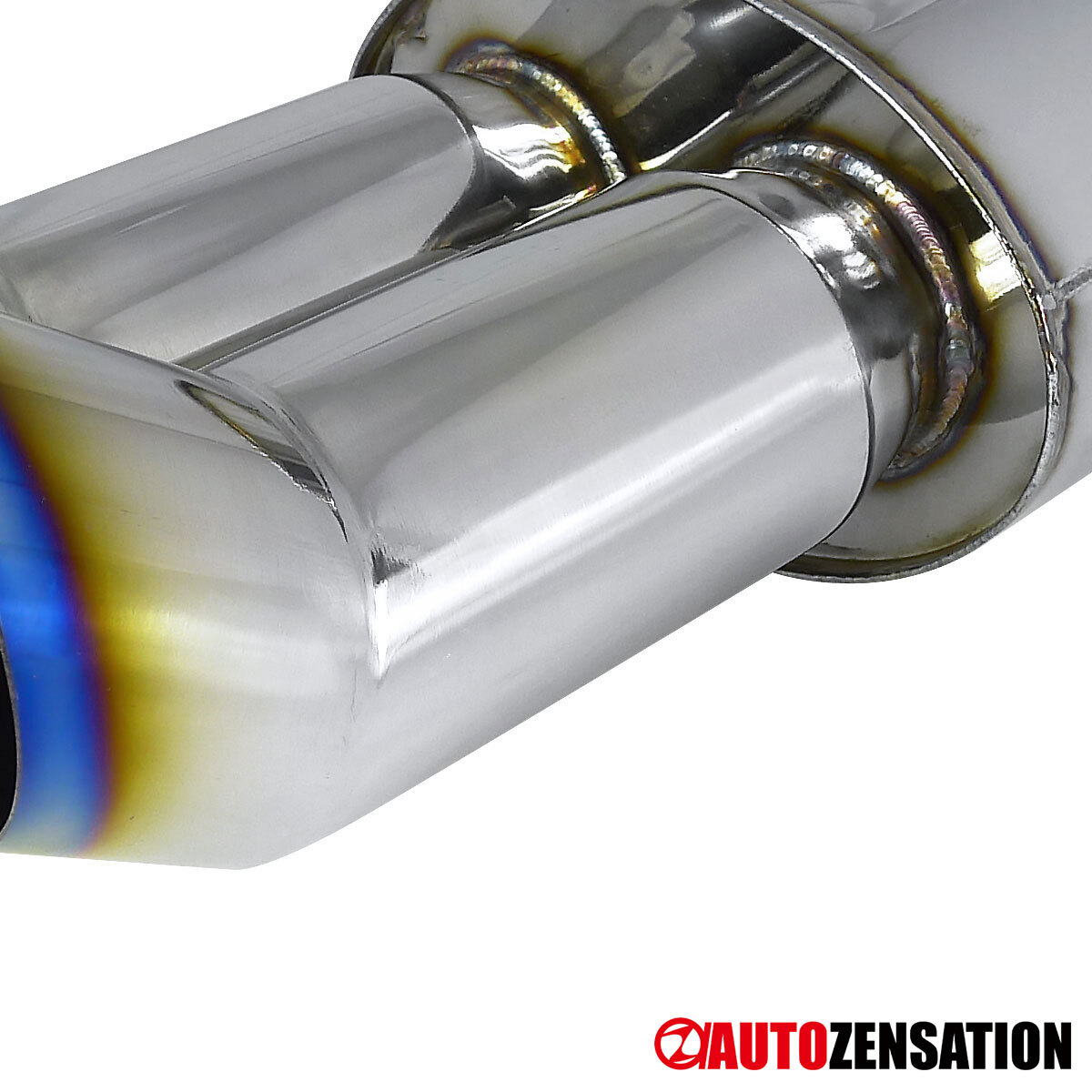 Dual Slant Slash Burnt Rainbow Tip Exhaust Muffler DTM 2.5" Inlet | eBay
