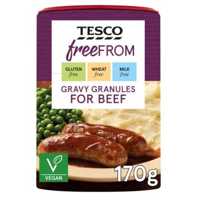 TESCO FREE FROM GRAVY GRANULES 4 X CHICKEN BEEF OR VEG 170G GLUTEN FREE ...