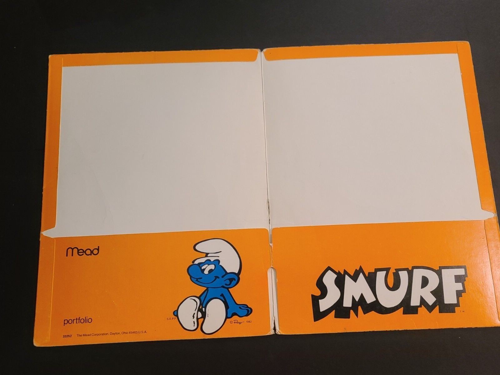 Vintage1982 Smurf Pocket Folder Mead Portfolio Smurf 'em Cowboy | eBay